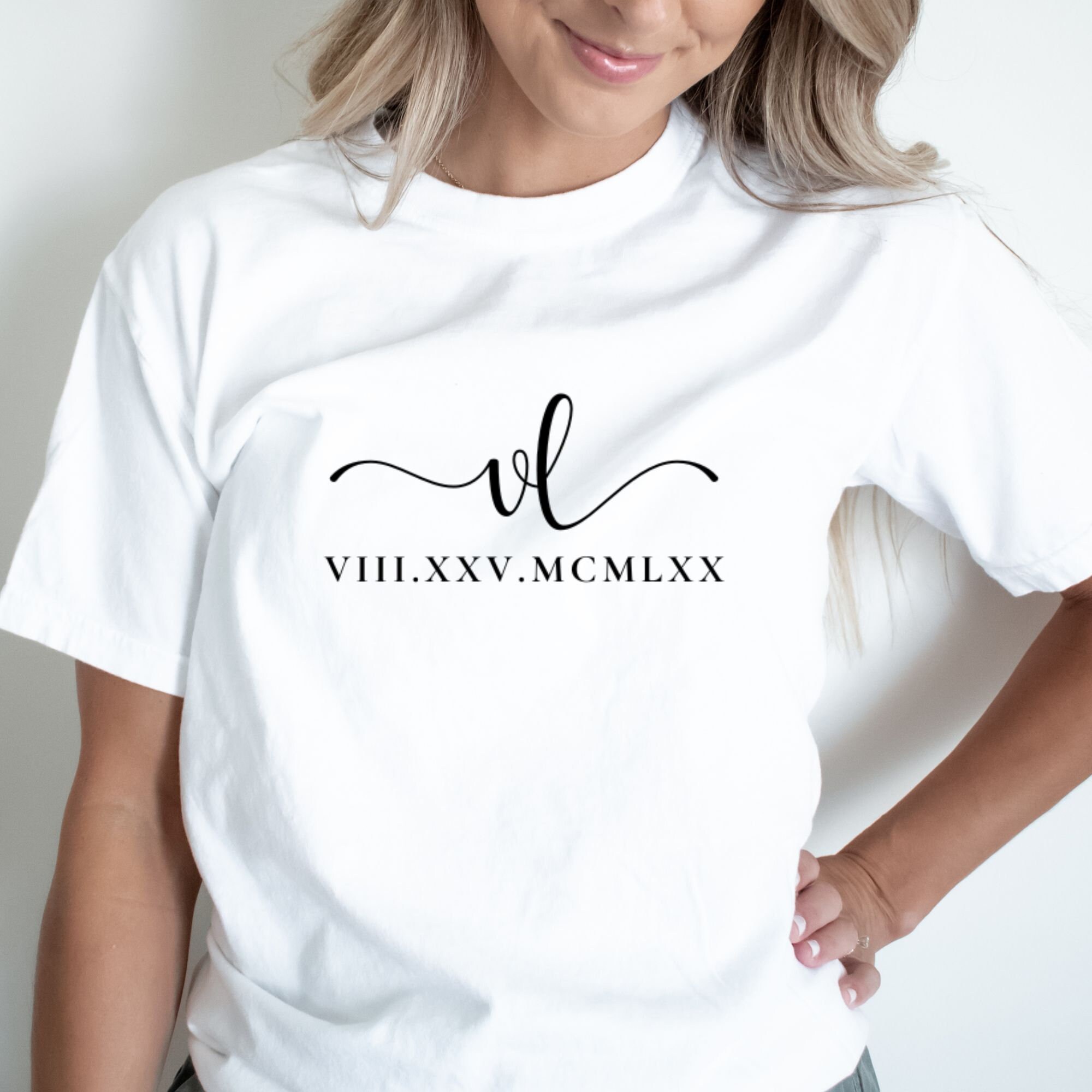 Custom Monogram & Roman Numerals Comfort Colors Shirt Wedding Couple ...