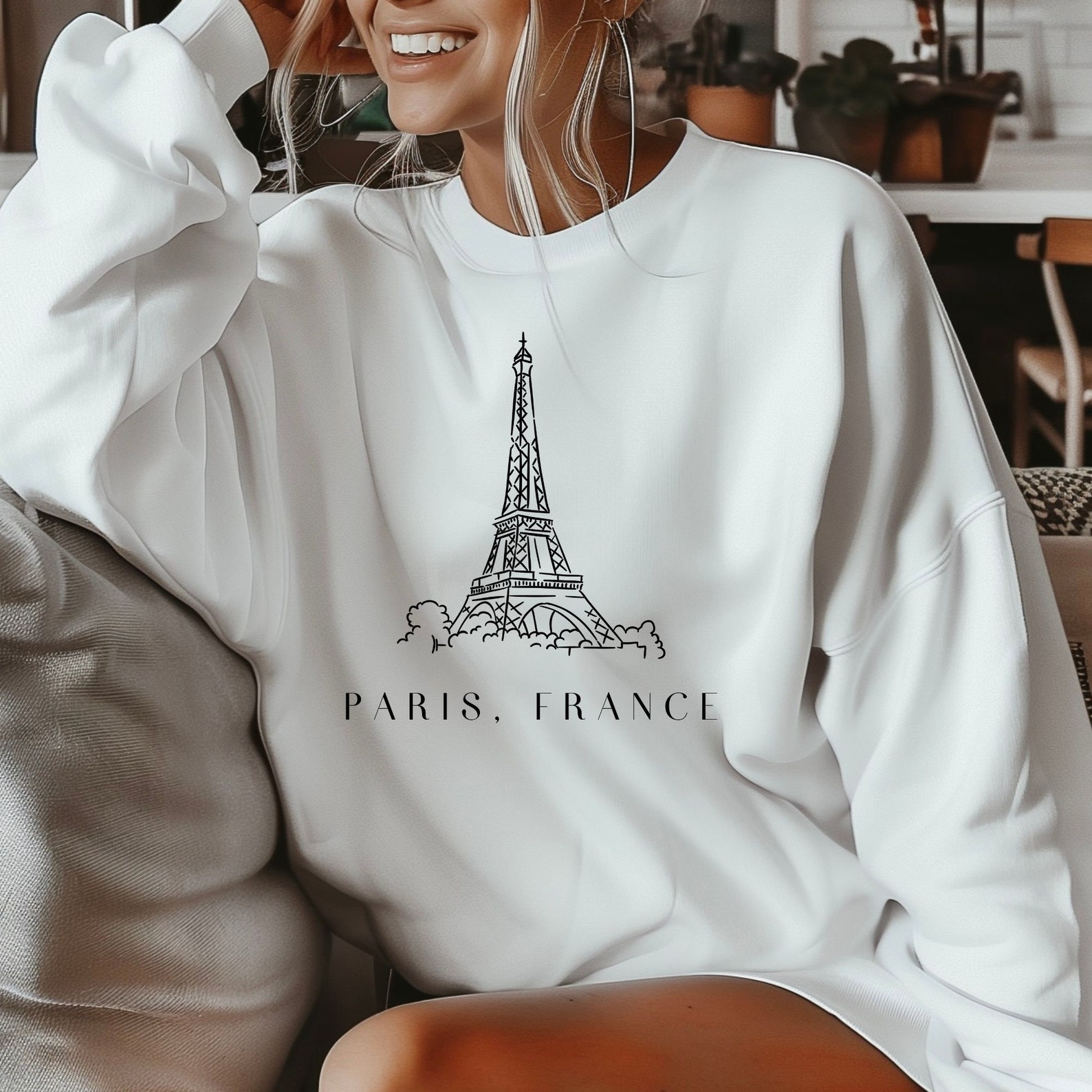 Paris France Sweatshirt, Eiffel Tower Paris France Graphic Sweatshirt ...