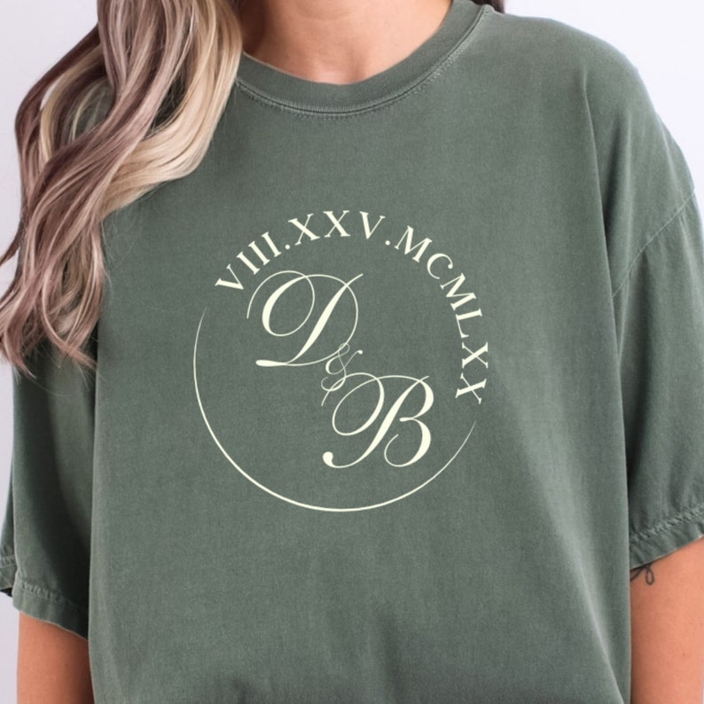 Custom Monogram & Roman Numerals Comfort Colors Shirt Wedding Couple ...