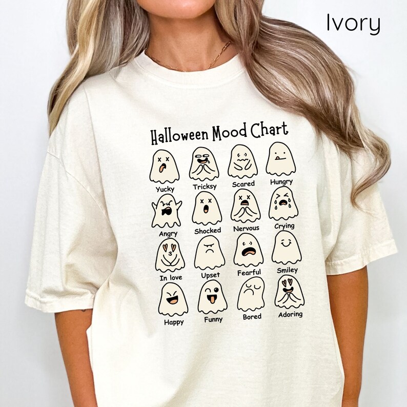 Halloween Mood Chart Comfort Colors Shirt Funny Ghost T-shirt Humorous ...