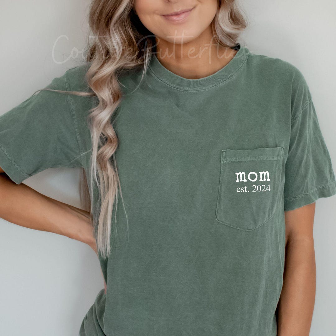 Personalized Minimalist Mama Custom Comfort Colors Pocket Shirt Mothers ...