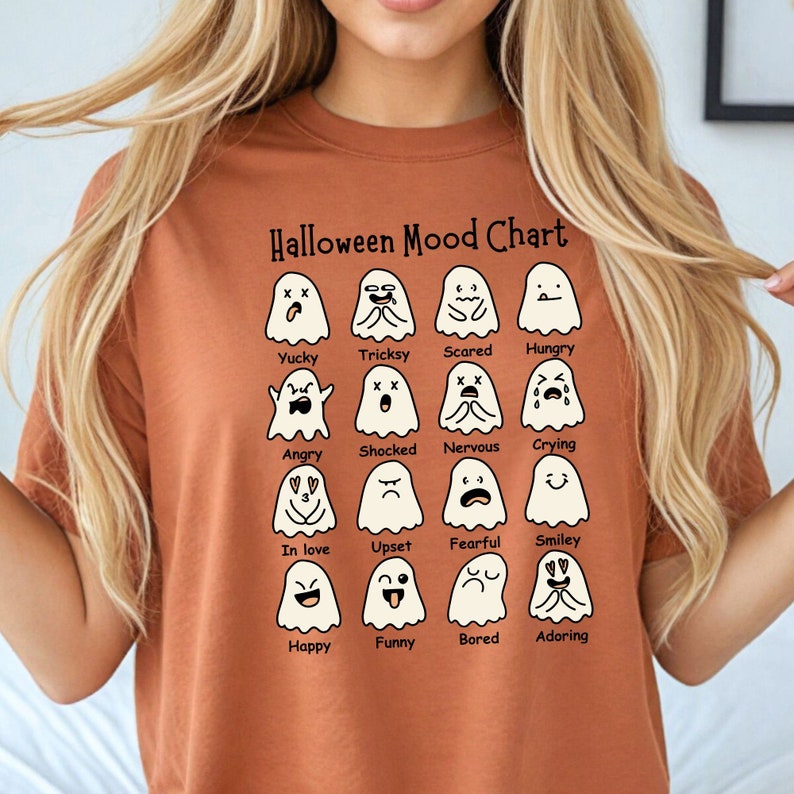 Halloween Mood Chart Comfort Colors Shirt Funny Ghost T-shirt Humorous ...