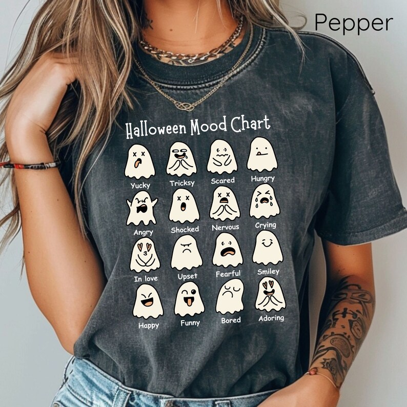 Halloween Mood Chart Comfort Colors Shirt Funny Ghost T-shirt Humorous ...