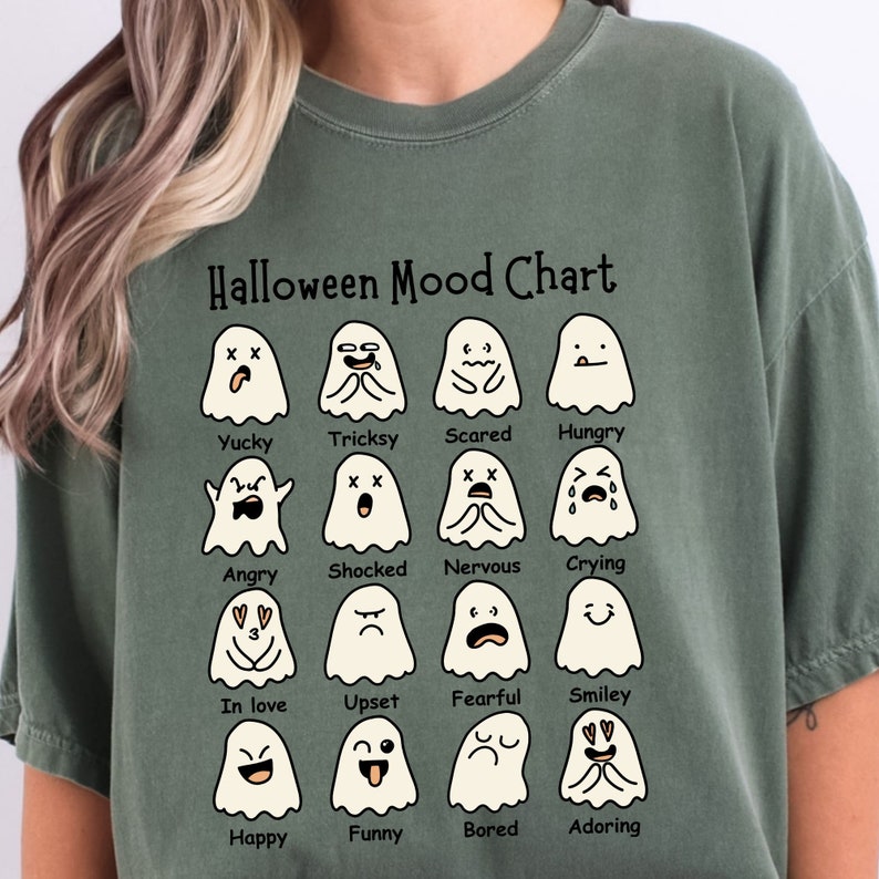 Halloween Mood Chart Comfort Colors Shirt Funny Ghost T-shirt Humorous ...