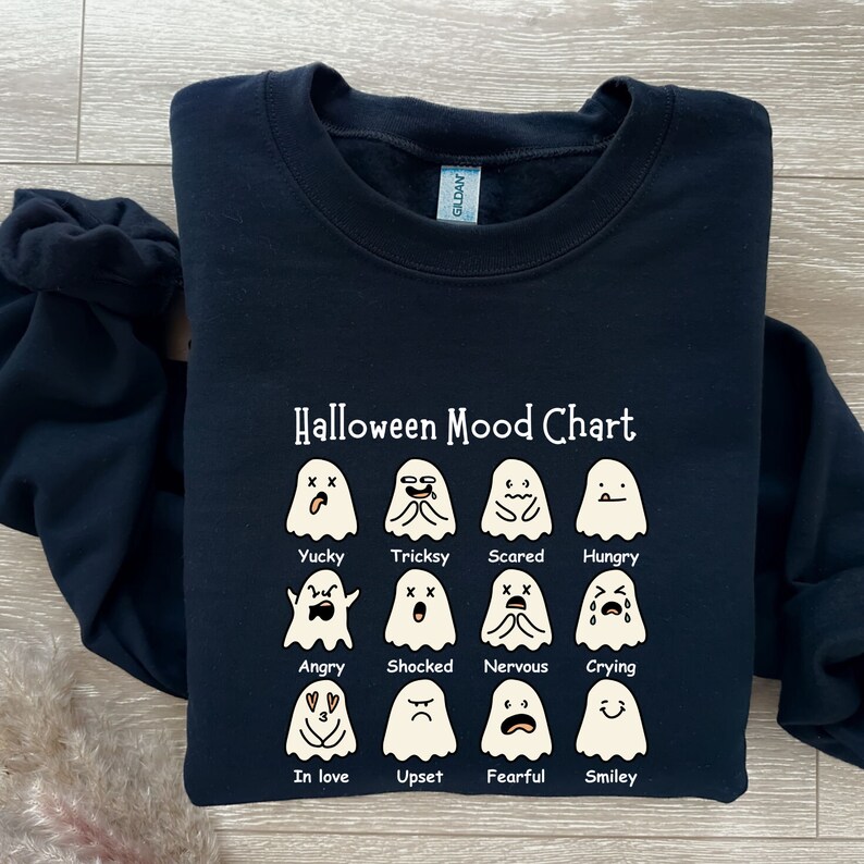 Halloween Mood Chart Comfort Colors Shirt Funny Ghost T-shirt Humorous ...