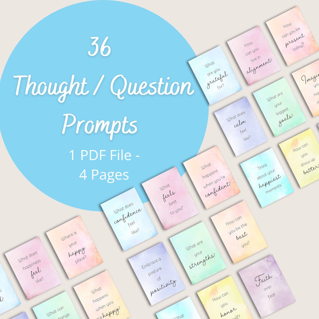 Positive Thought / Question Prompts for Daily Journalling Mental Health ...