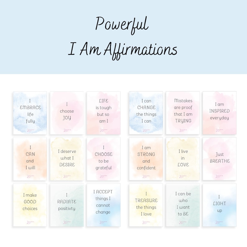 Powerful I Am Affirmations Positive Self Love Confidence Cards Daily ...
