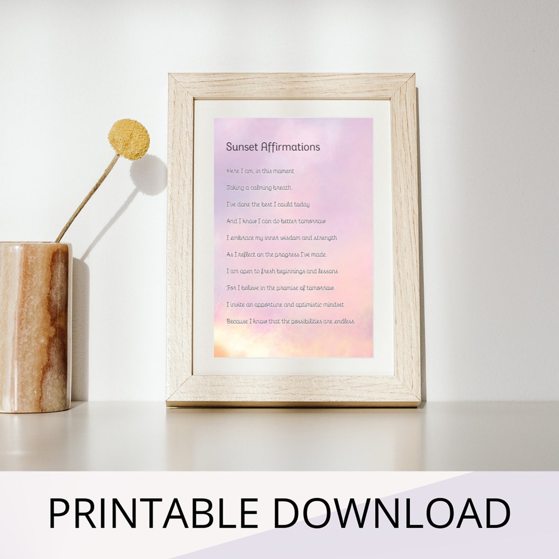 Sunset Affirmations Evening Inspirations Motivational Wall Art ...