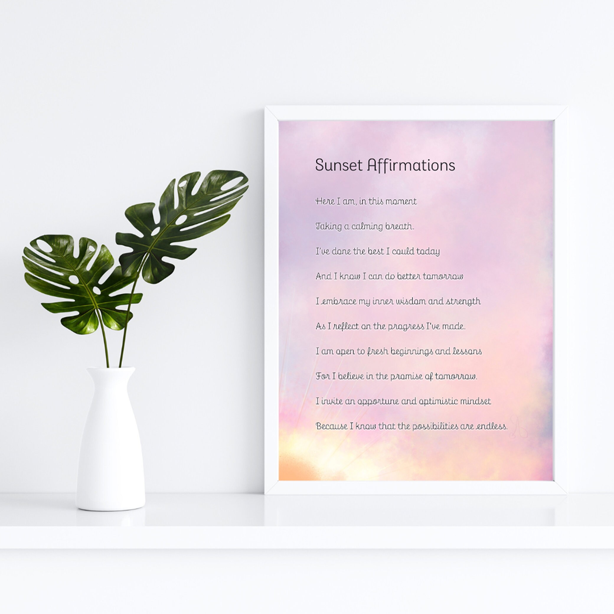 Sunset Affirmations Evening Inspirations Motivational Wall Art ...
