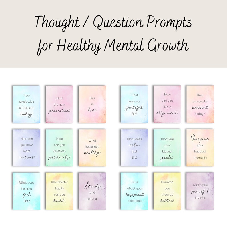 Positive Thought / Question Prompts for Daily Journalling Mental Health ...
