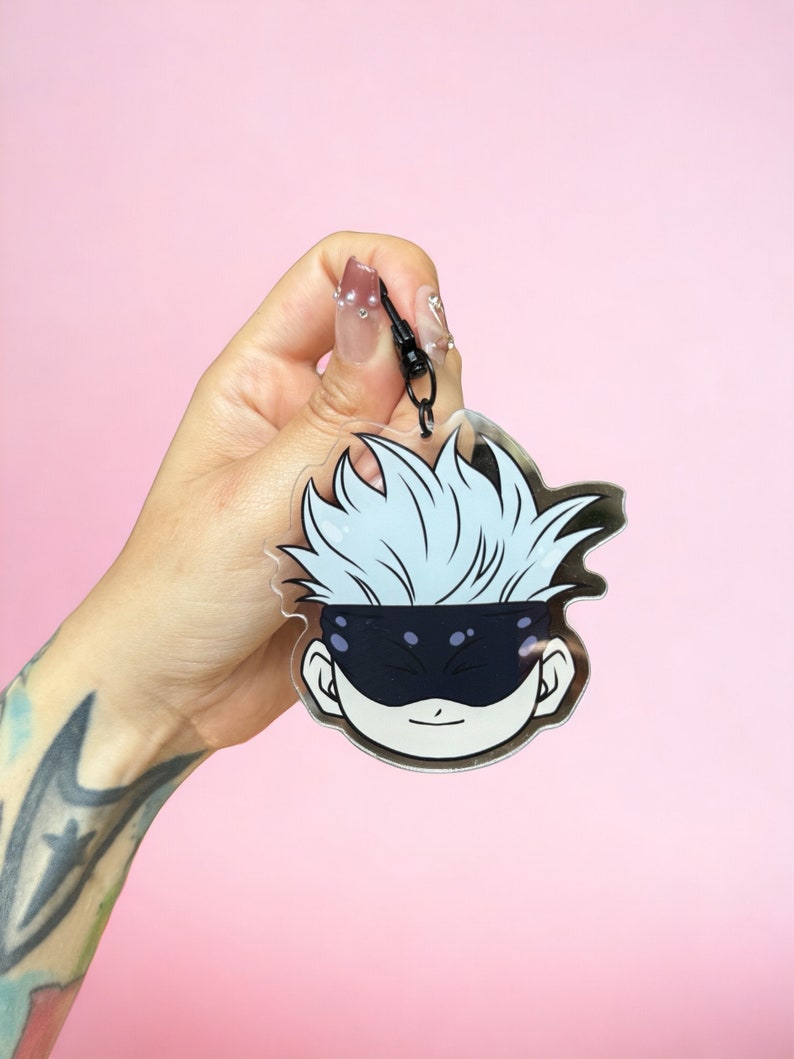 Gojo Chibi Head Acrylic Keychain Etsy