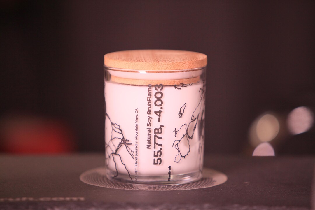 Scented Candle With Black Custom Map Clear Jar | 100% Self-serve | Self ...