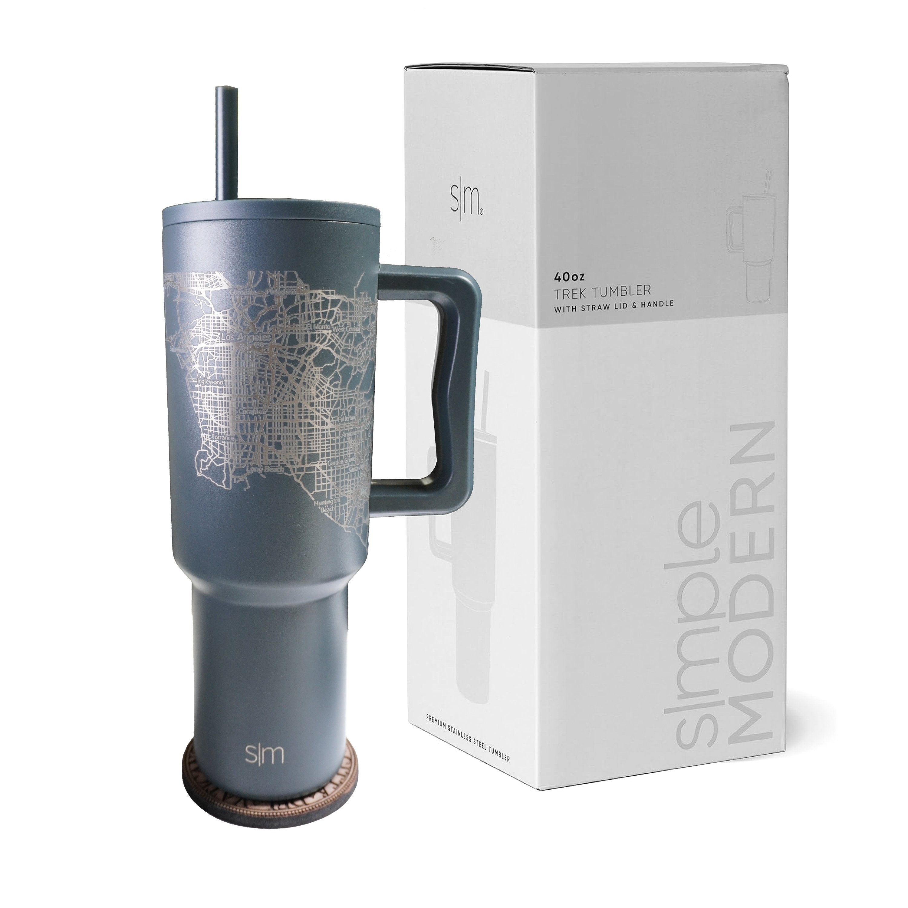 Custom Urban Map Simple Modern 40oz Tumbler With Handle & Straw Lid ...