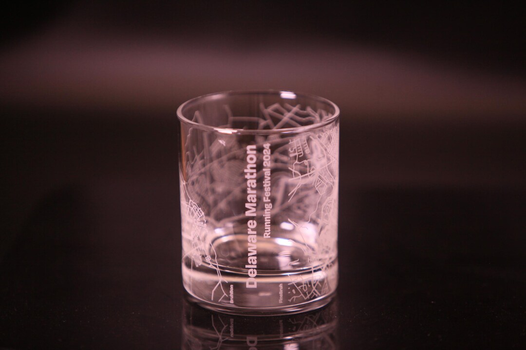 The Delaware Marathon Route Map Whiskey Glasses | Custom Text | April ...