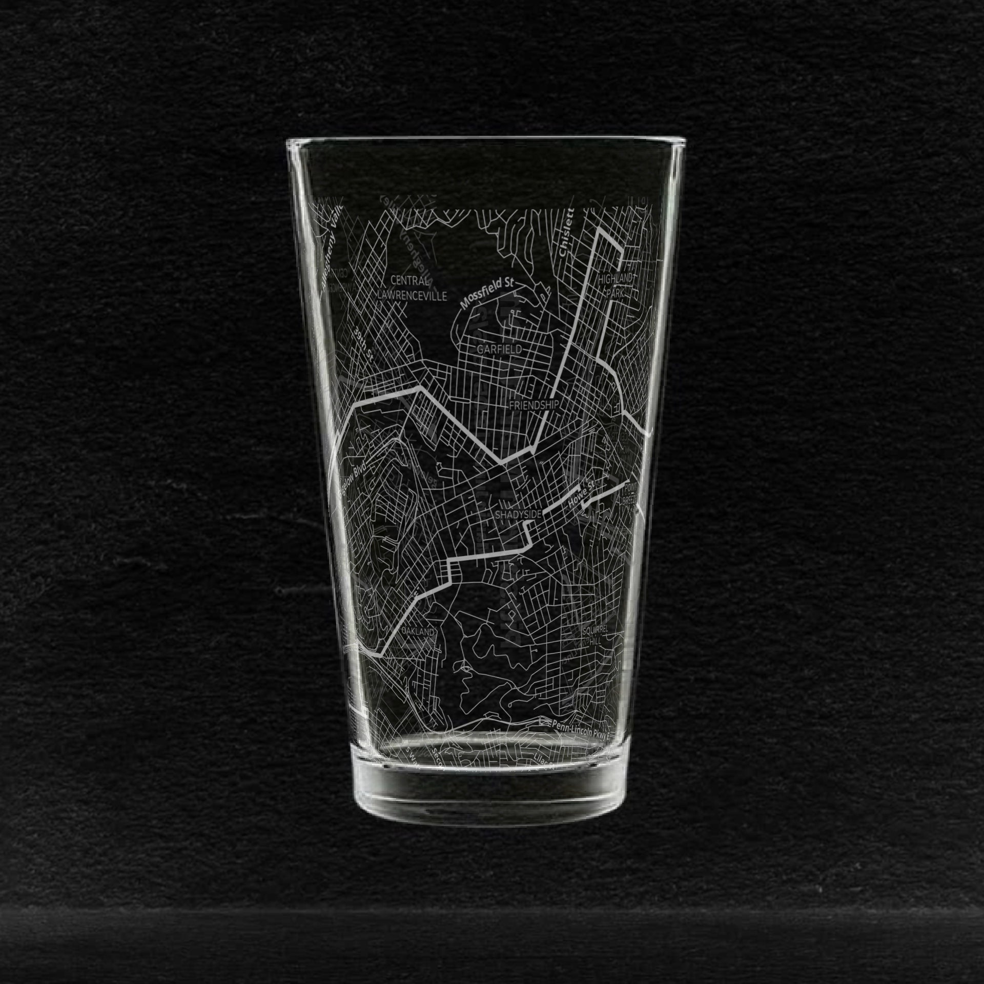 Custom Marathon, Trail, or Route Map Pint Glasses Etched Beer Glasses ...