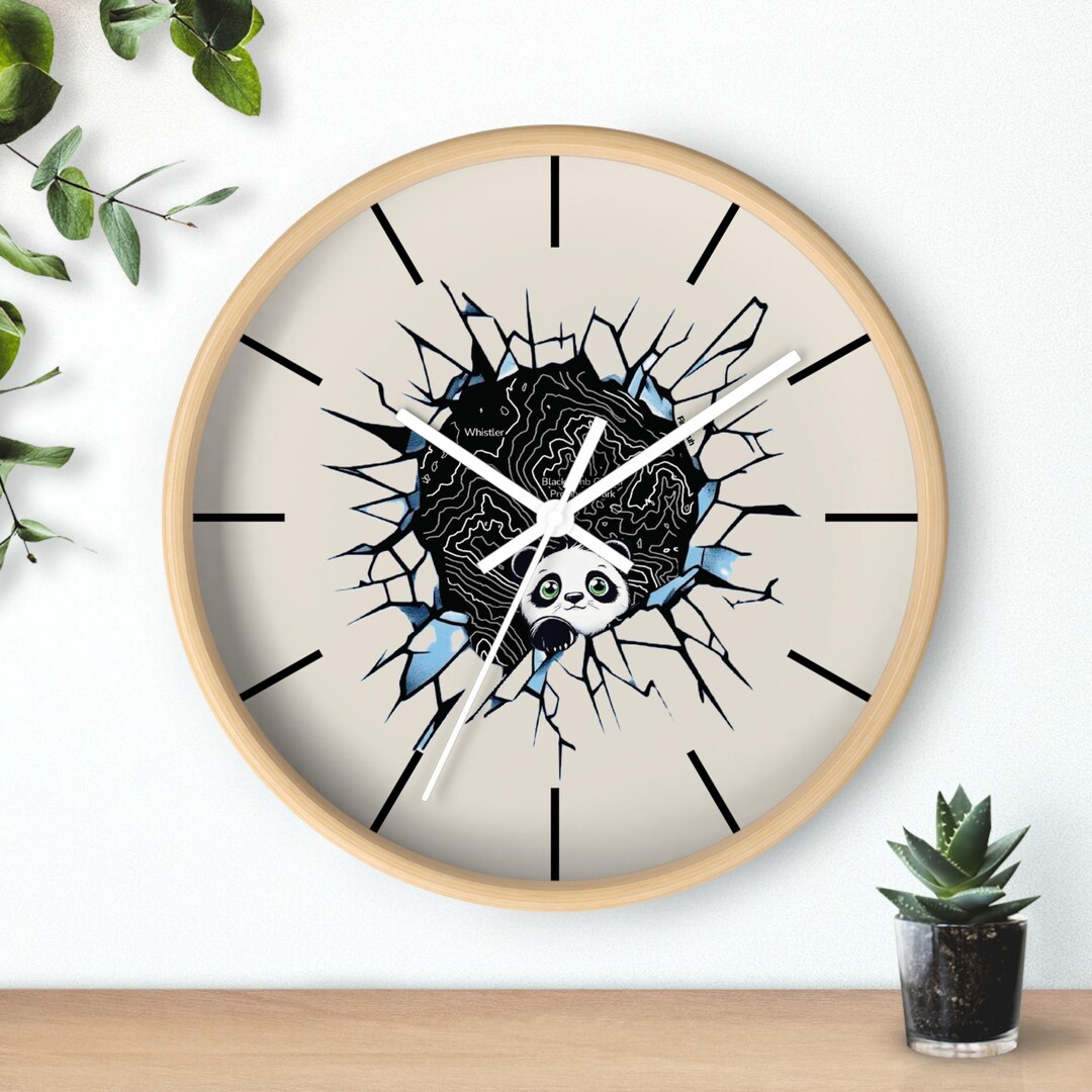 Panda Wall Clock, Personalized Map Design, Customizable Clock, Unique ...