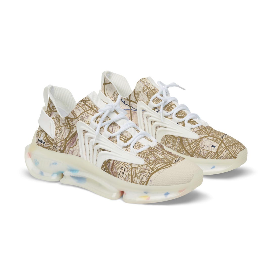 Custom Urban Map Sneakers, City Street Map Shoes, Stylish Mesh Footwear ...