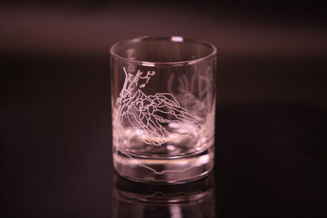 Keystone Mountain Trail Map Rocks Glass | Engraved Whiskey Glass ...