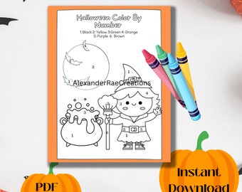 10 Halloween Color by Number Printables: Teach Numbers & Colors ...