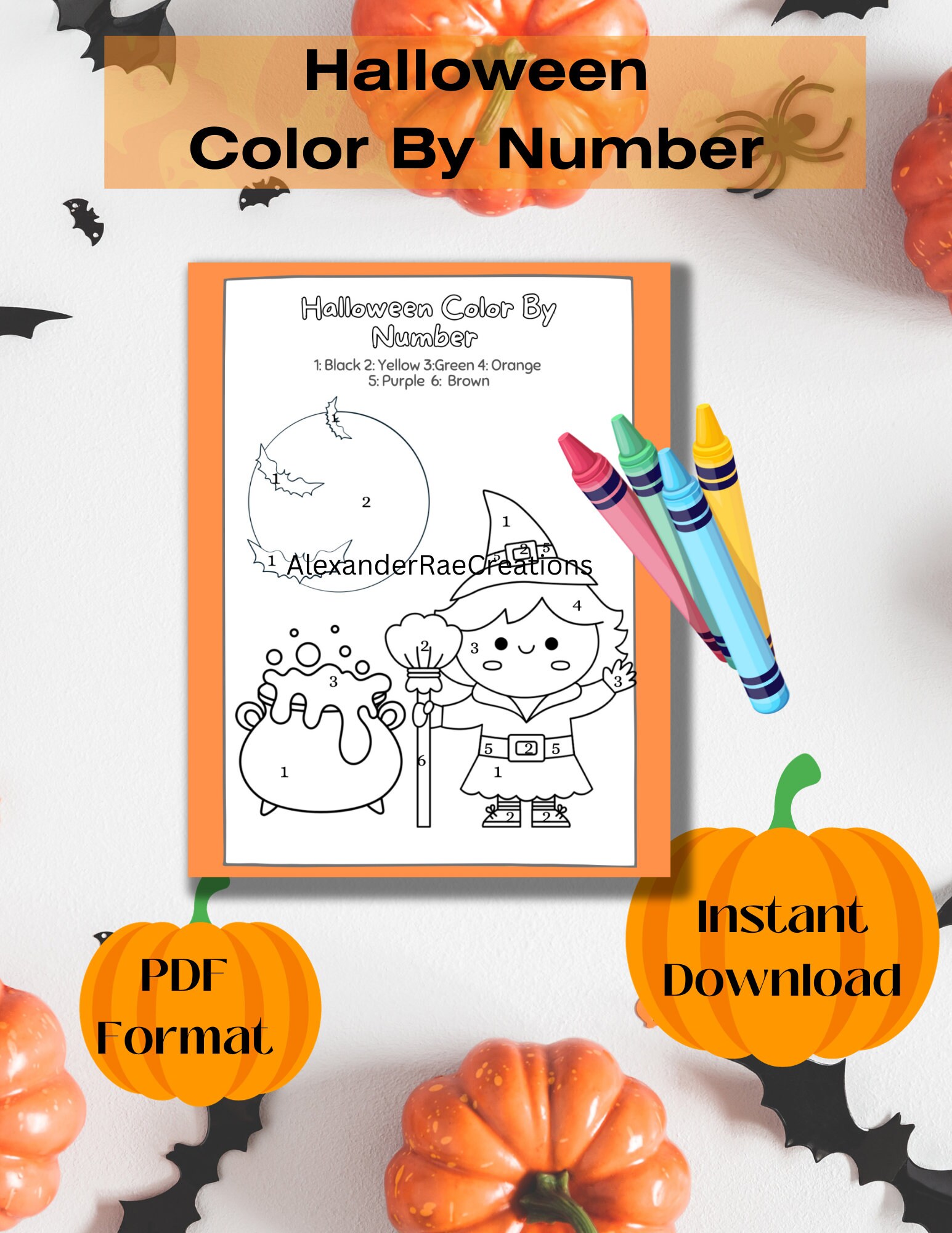 Halloween Color by Number Printable - Etsy