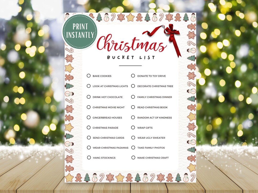 Christmas Bucket List Christmas Activity Printable Winter - Etsy