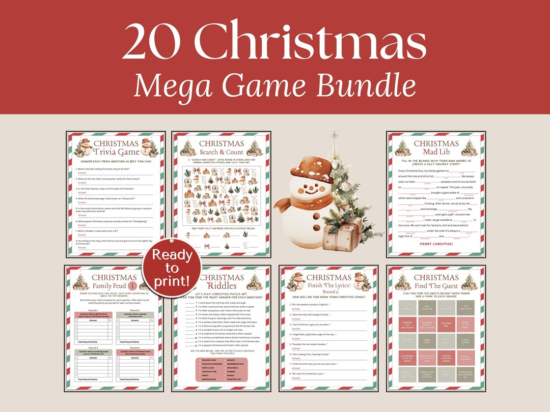 Printable Christmas Game Bundle, Christmas Party Games, Christmas Games ...