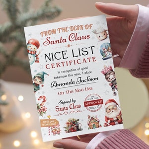 Editable Santa Letter and Nice List Certificate, Personalised Letter ...