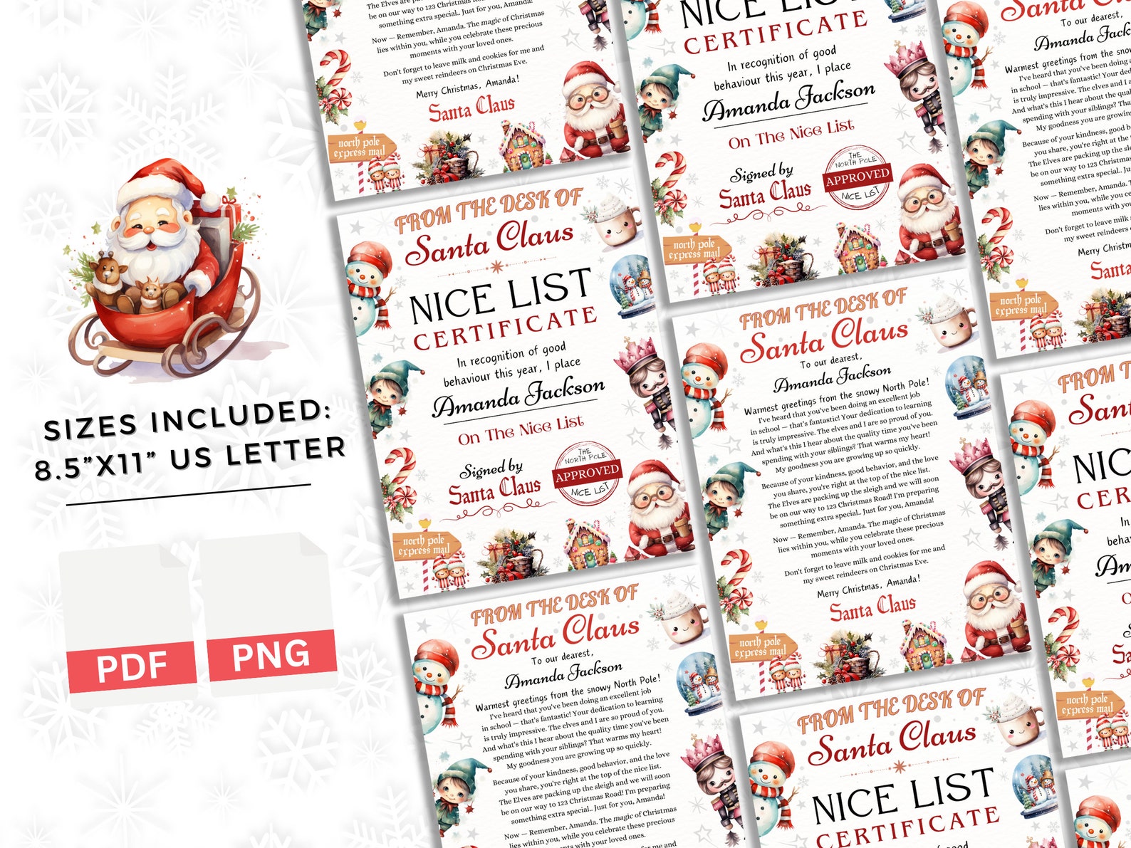 Editable Santa Letter and Nice List Certificate, Personalised Letter ...