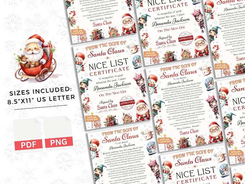 Editable Santa Letter and Nice List Certificate, Personalised Letter ...