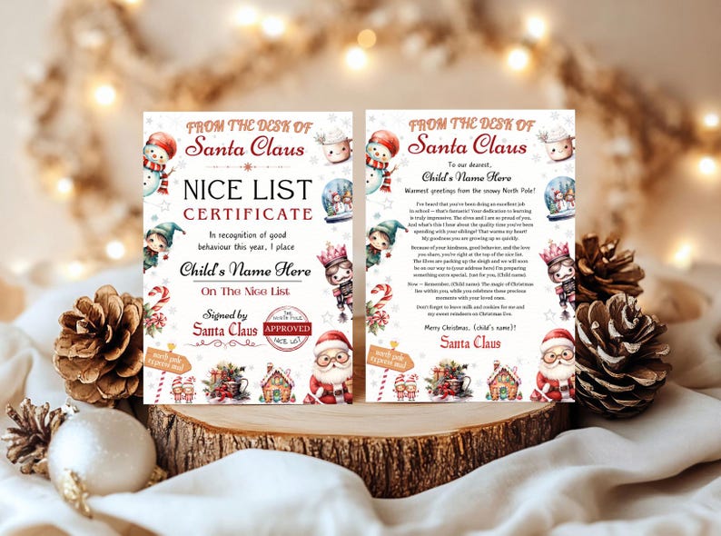 Editable Santa Letter and Nice List Certificate, Personalised Letter ...