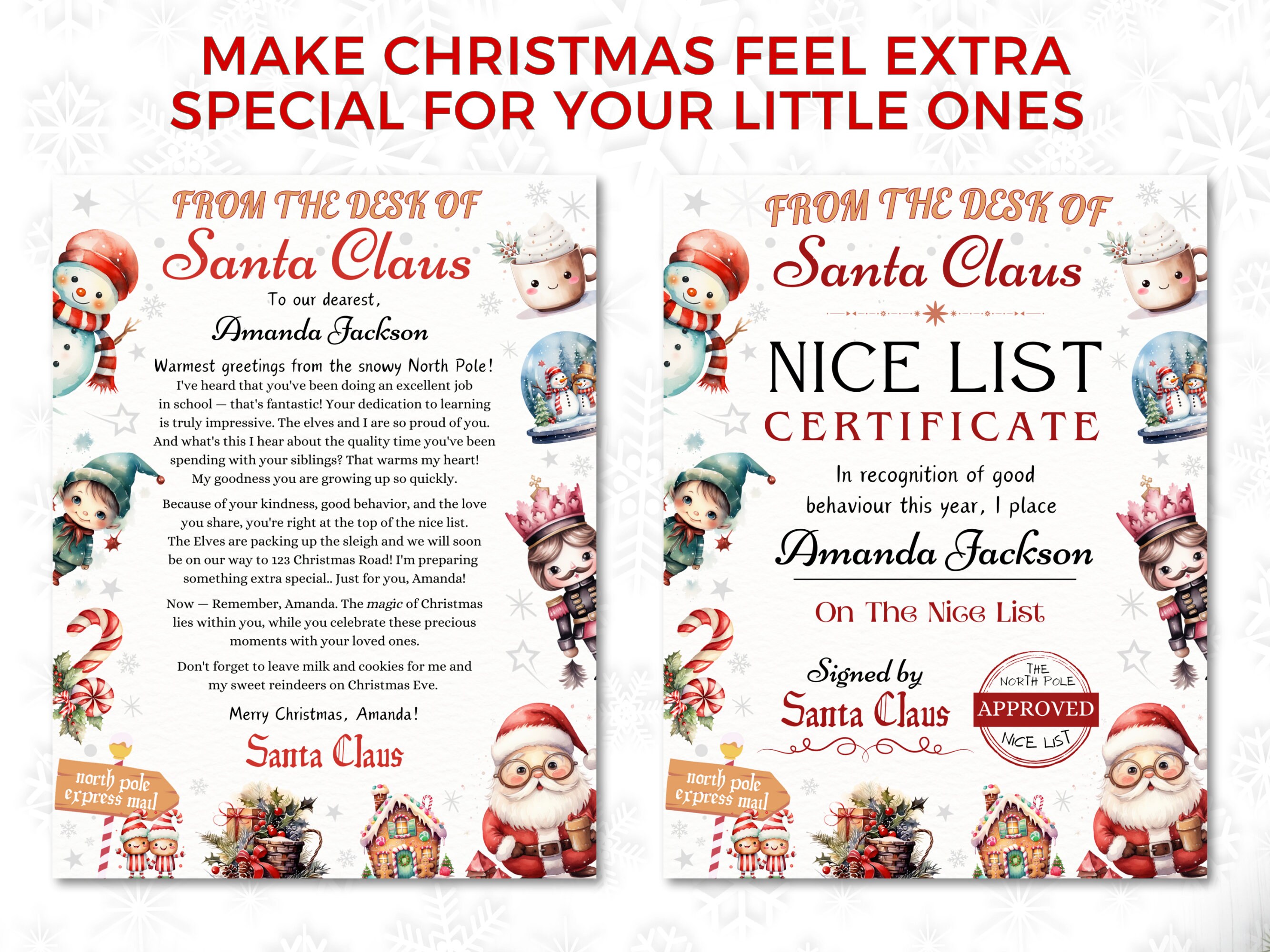 Editable Santa Letter and Nice List Certificate, Personalised Letter ...