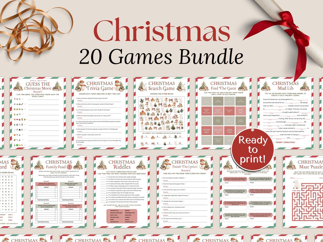 Printable Christmas Game Bundle, Christmas Party Games, Christmas Games ...