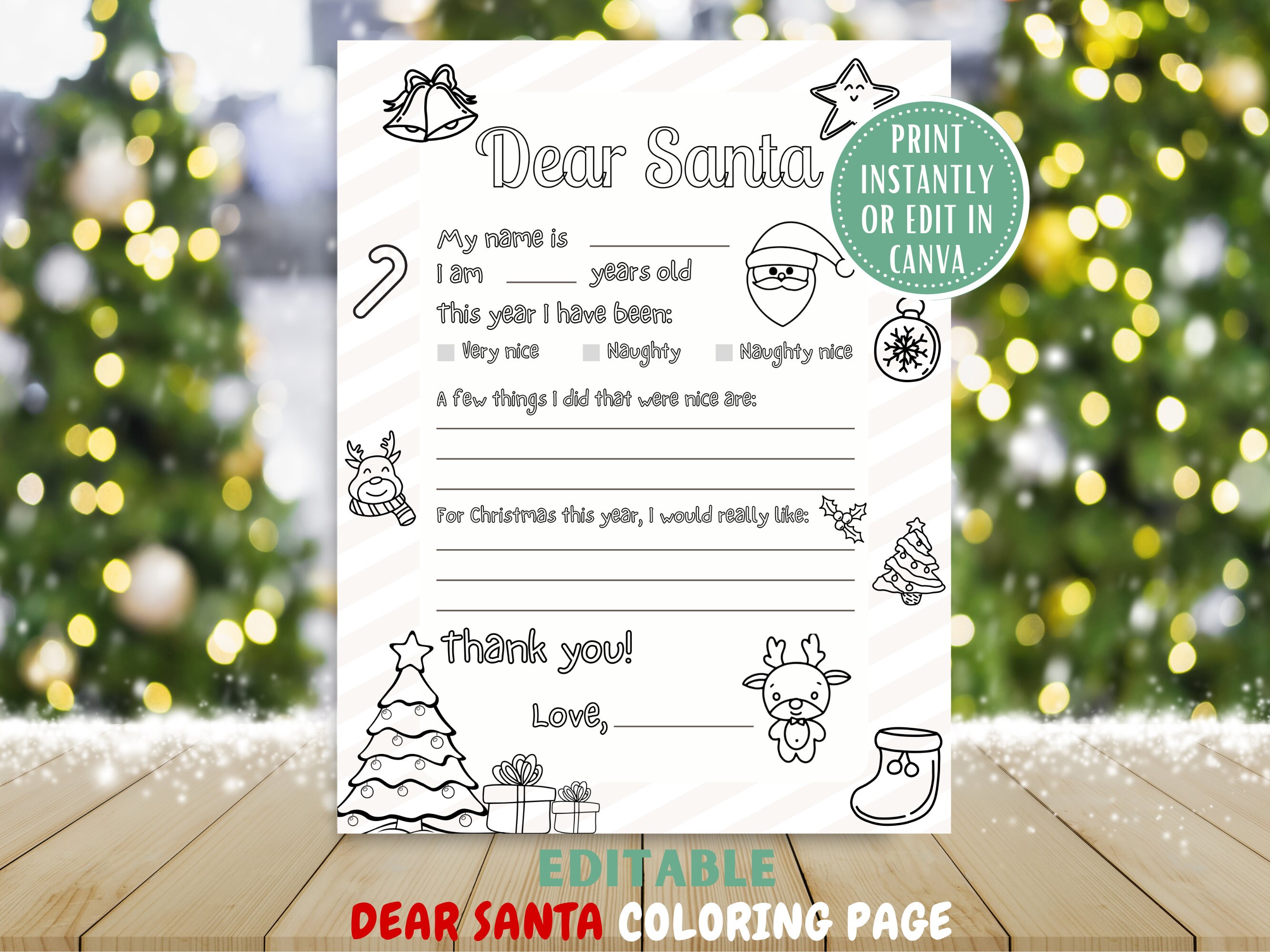 Dear Santa Coloring Page | | Christmas Kids Activities | Letter to ...