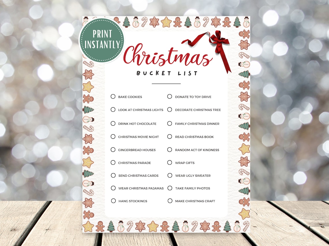 Christmas Bucket List Christmas Activity Printable Winter - Etsy
