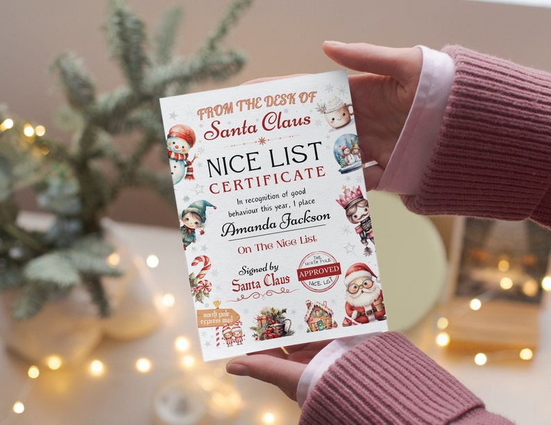 Editable Santa Letter and Nice List Certificate, Personalised Letter ...