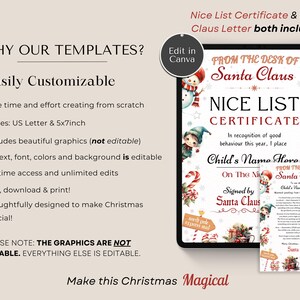 Editable Nice List Certificate, Santa Letter, Personalised Letter From ...
