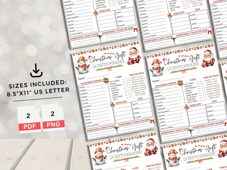 Printable Secret Santa Questionnaire for Christmas Gift Exchange ...