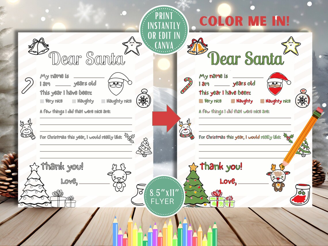 Dear Santa Coloring Page | | Christmas Kids Activities | Letter to ...