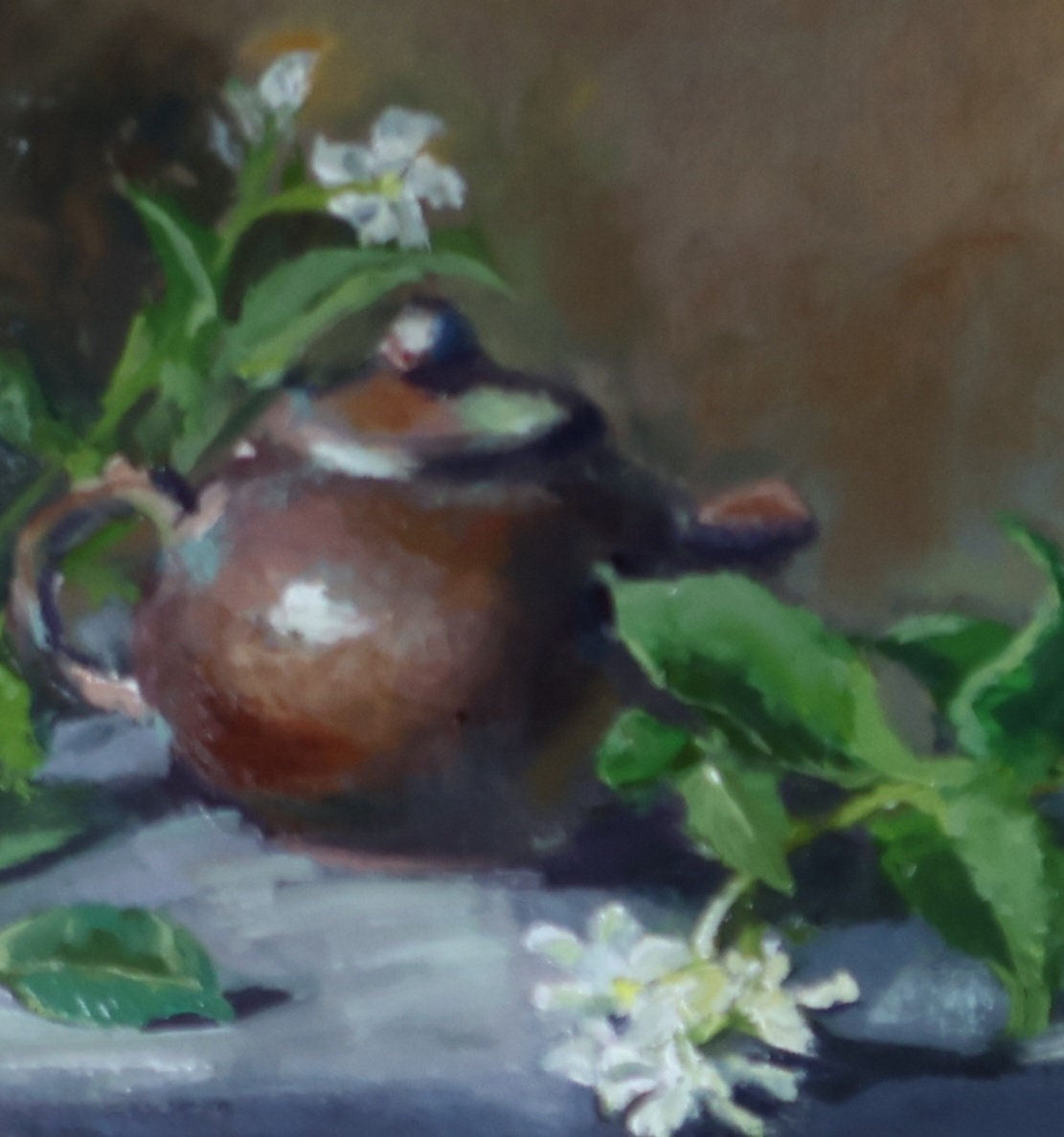 Twining,star Jasmine With Terracotta, Oil Painting on Canvas for Any ...