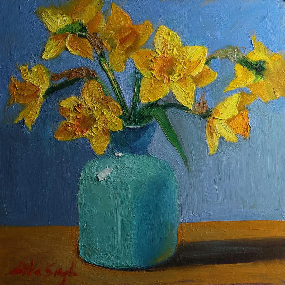 Daffodils Oil Painting Wall Art Decor for Coastal Theme,beachhouse to ...