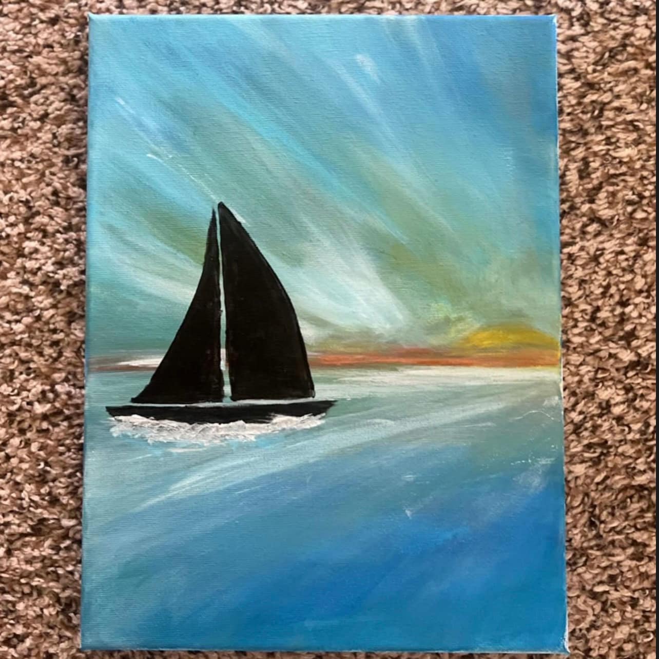 Sail Boat Silhouette Acrylic Painting - Etsy