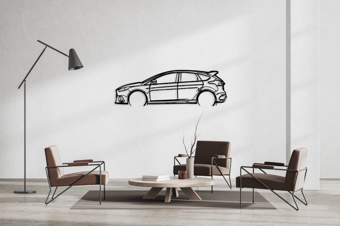 Focus RS Silhouette Car Metal Wall Art, Mustang Garage Wall Decor ...