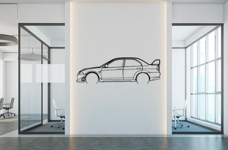 Lancer Evolution X Silhouette Car Metal Wall Art, Car Garage Wall Decor ...