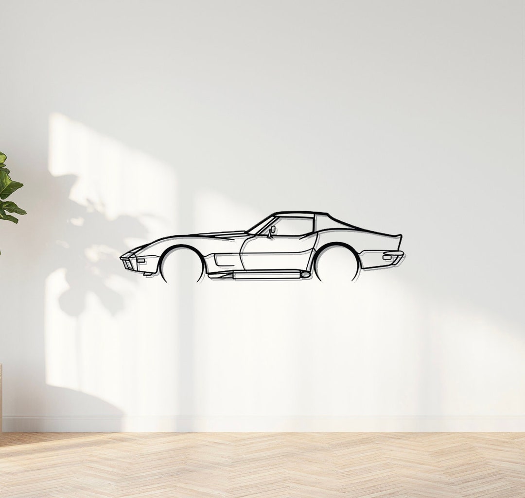 C3 CORVETTE Silhouette Large Metal Wall Art, Car Garage Wall Decor ...