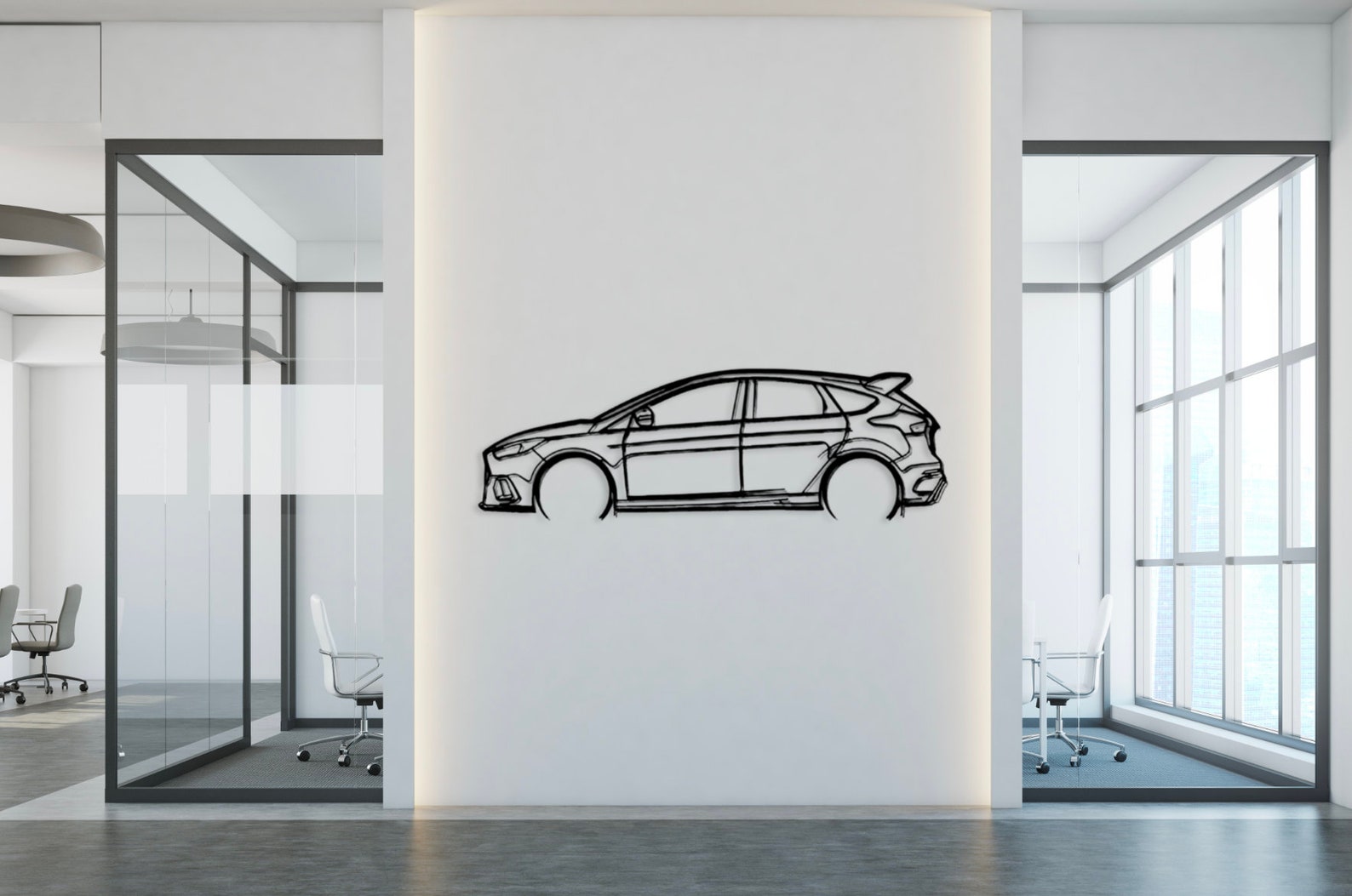 Focus RS Silhouette Car Metal Wall Art, Car Garage Wall Decor ...