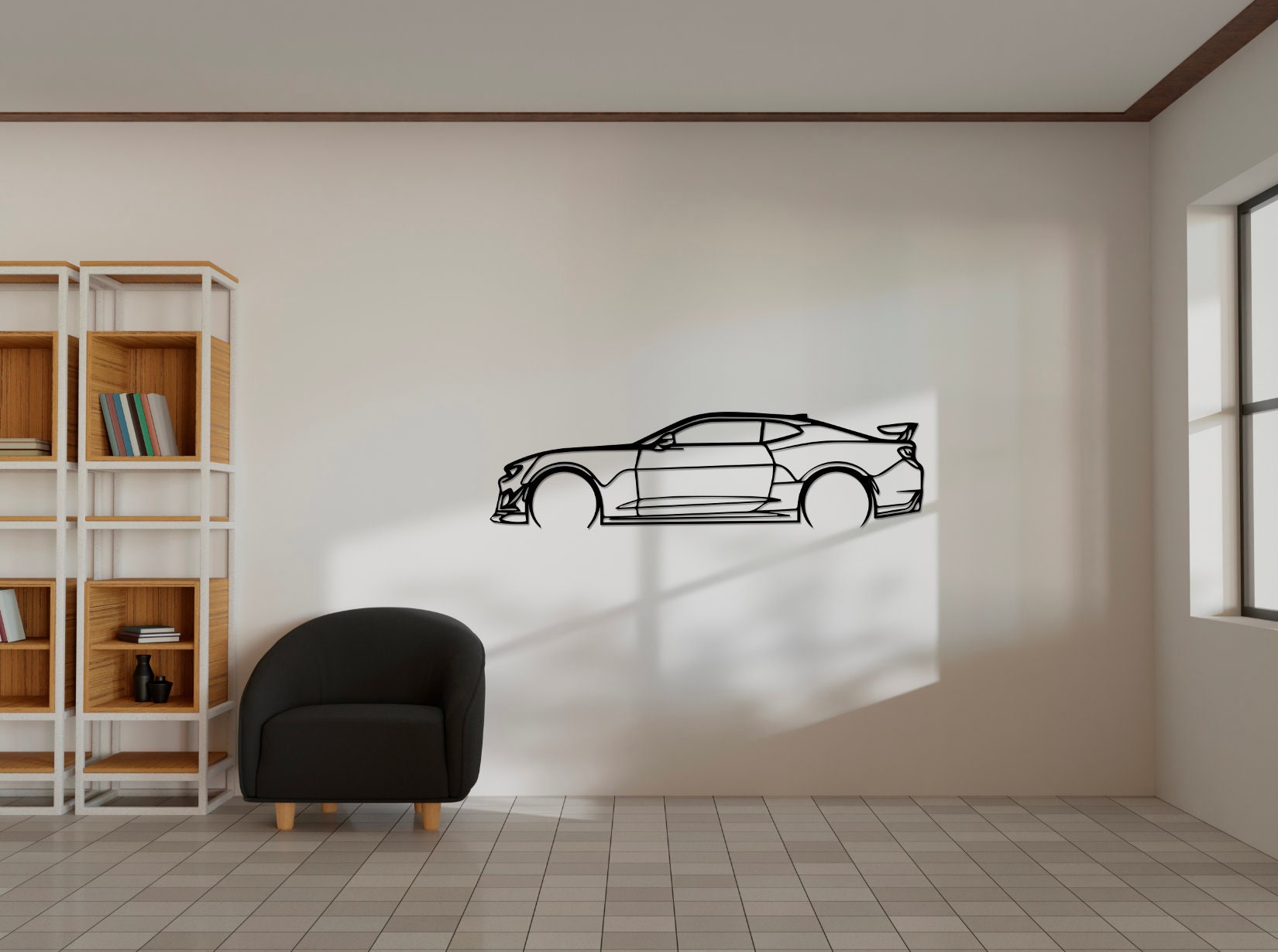 ZL1 Silhouette Car Metal Wall Art, Car Garage Wall Decor, Automotive ...