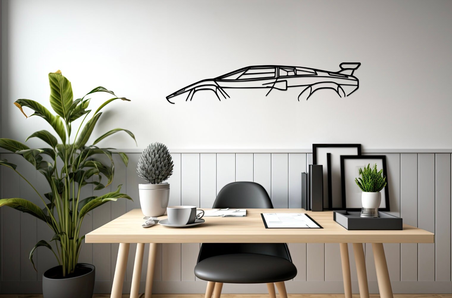 Countach Silhouette Car Metal Wall Art, Car Garage Wall Decor ...