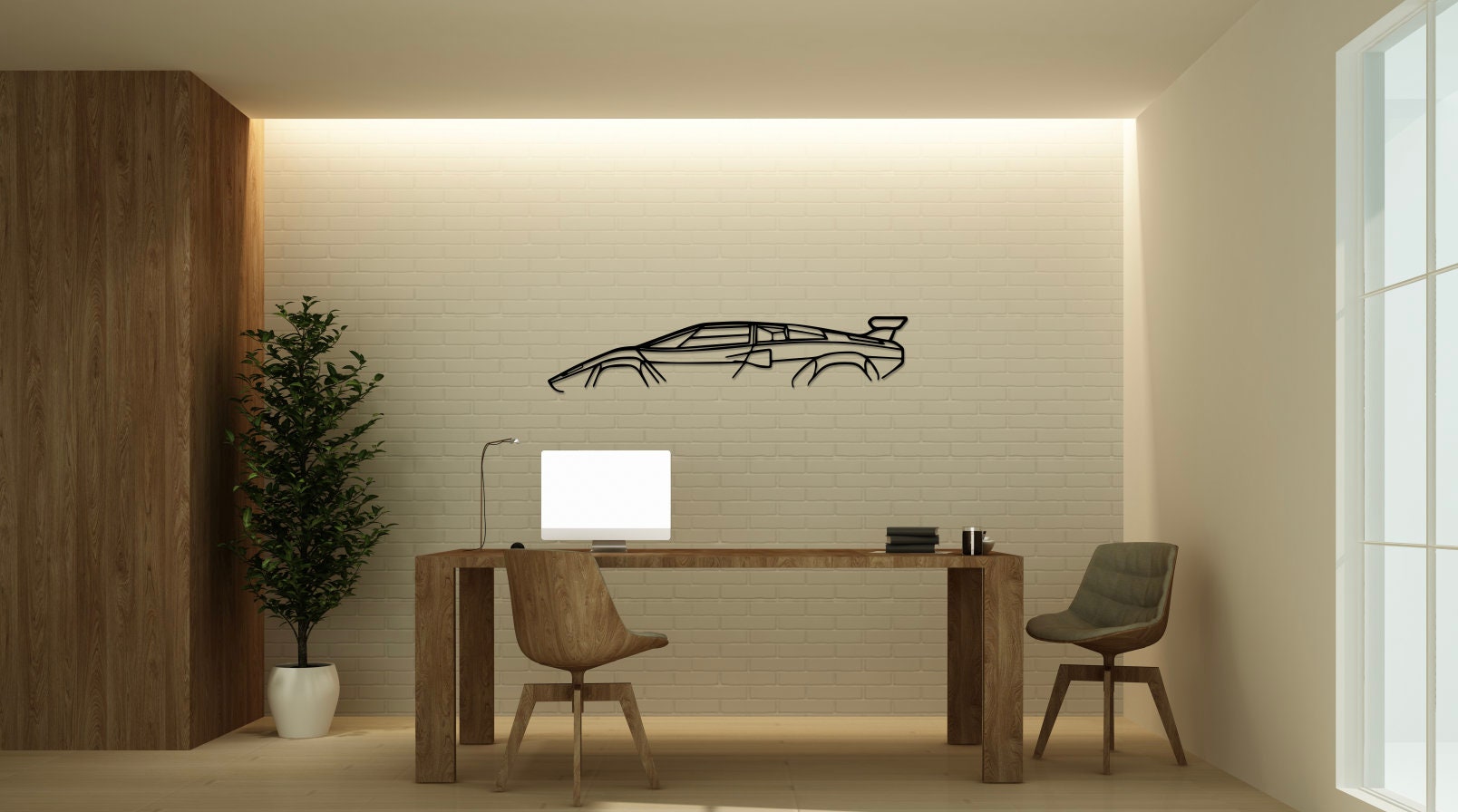 Countach Silhouette Car Metal Wall Art, Car Garage Wall Decor ...