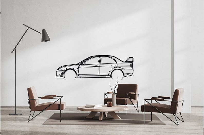 Lancer Evolution X Silhouette Car Metal Wall Art, Car Garage Wall Decor ...