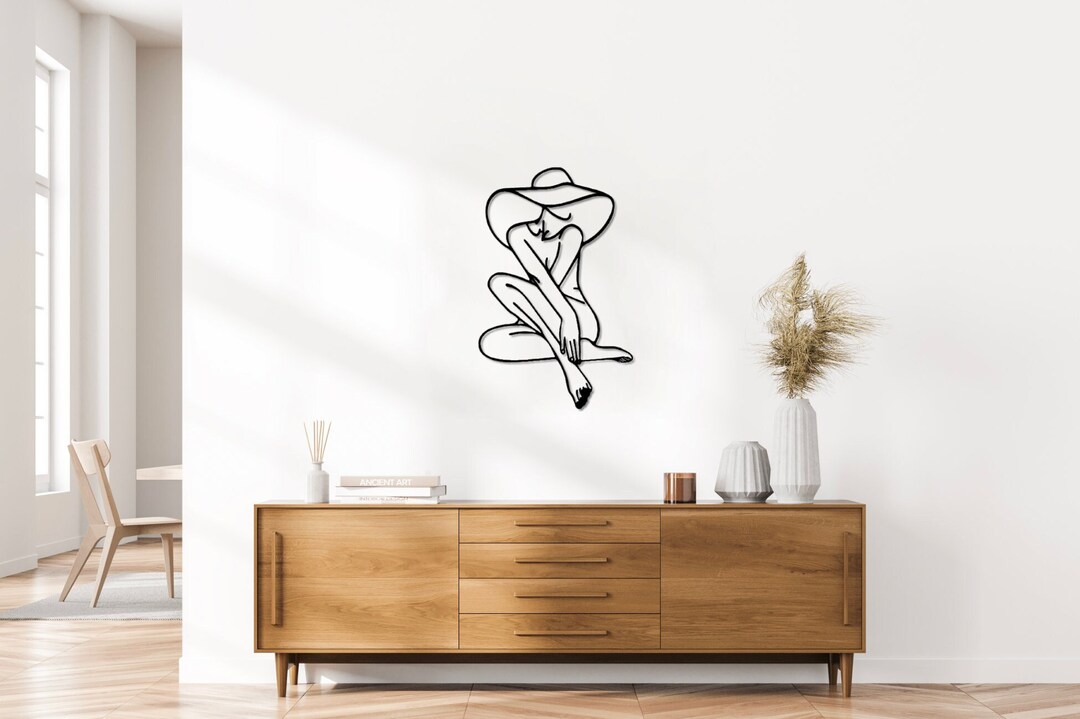 Minimalist Line Art Metal Wall Decor, Female Body Art, Bathroom Decor ...